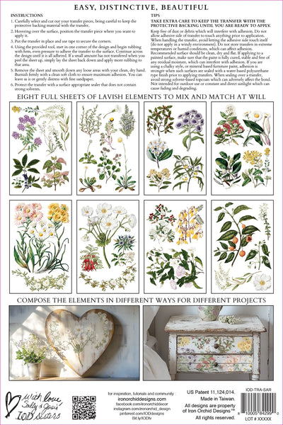 IOD Decor Transfer Sarah Featon's Botanicals 8"X12" 8-Pages Pad by Iro ...